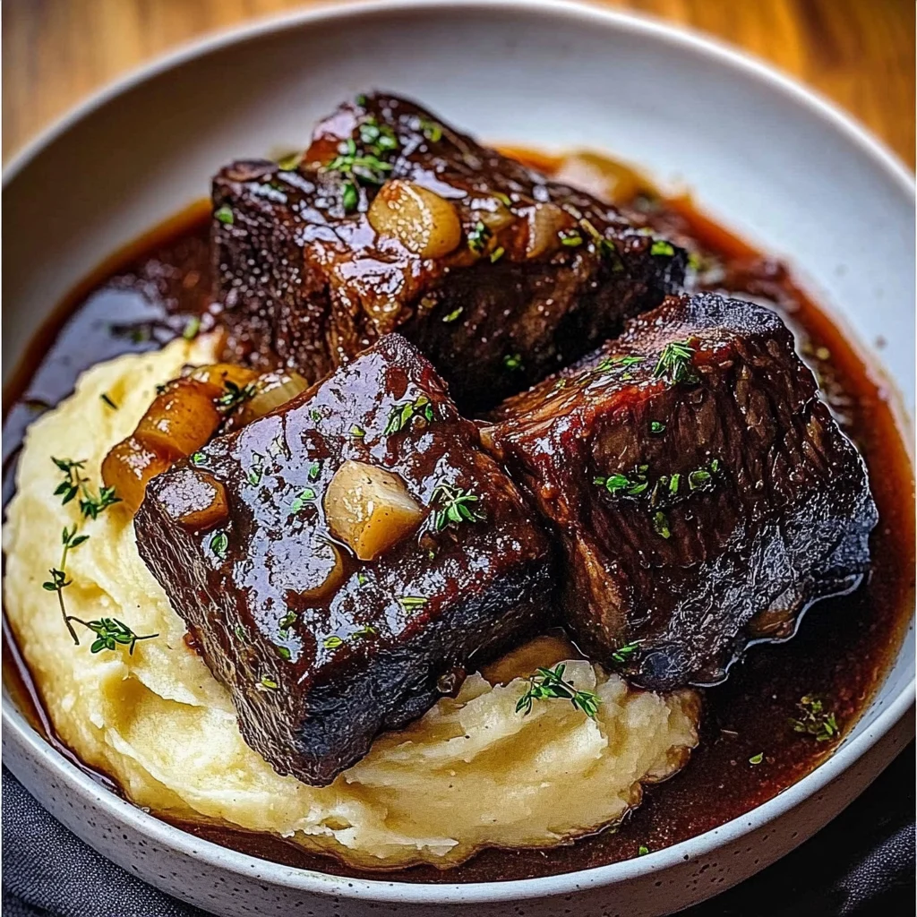 Tender Braised Short Ribs with Garlic Mashed Potatoes