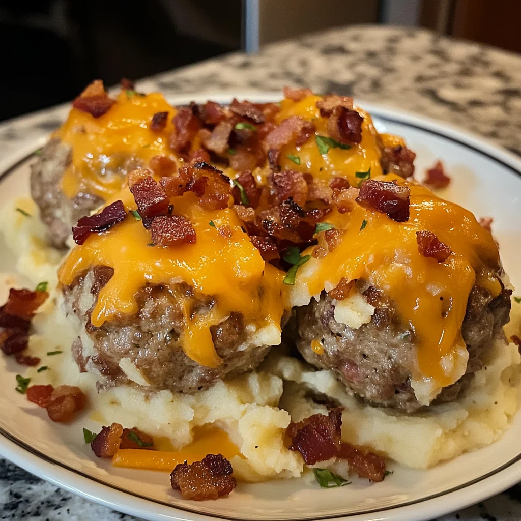 Loaded Mashed Potato Stuffed Meatballs Recipe