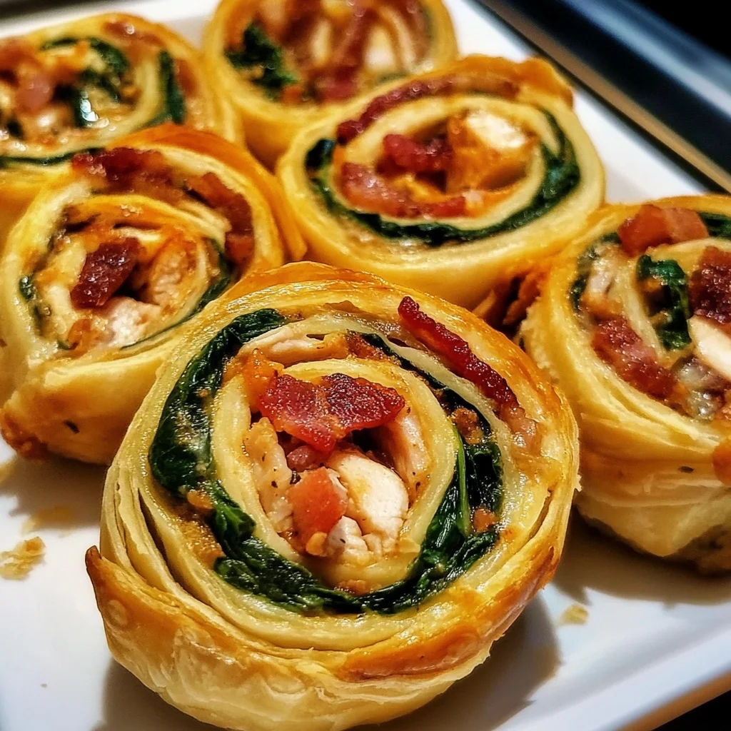 Savory Chicken Spinach Bacon and Cheese Pinwheels Recipe