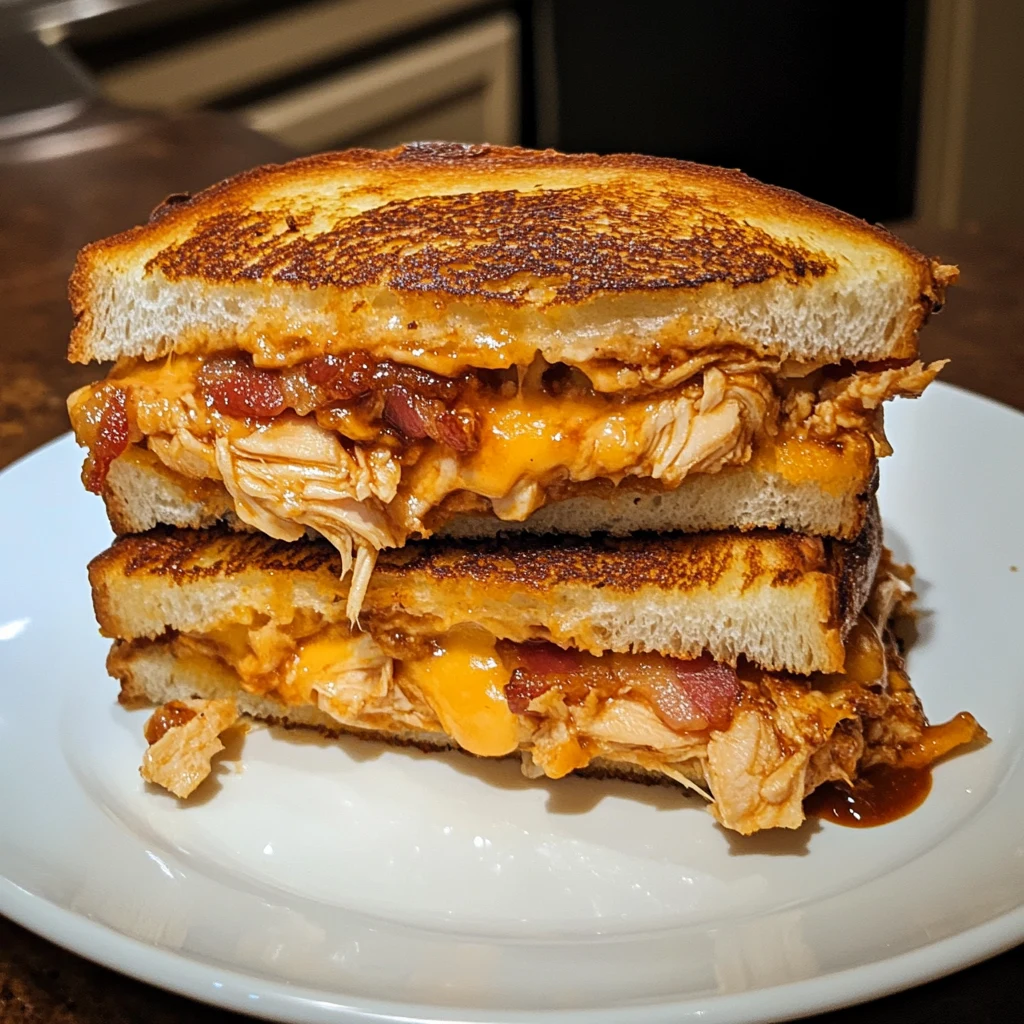 BBQ Bacon Chicken Grilled Cheese Melts 4 Ingredients Easy Delicious