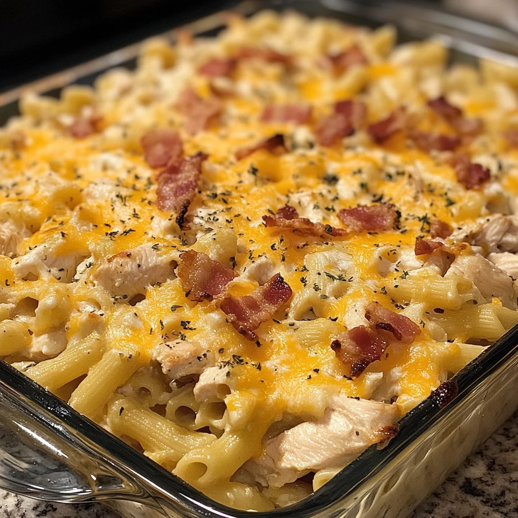 Cheesy Bacon Ranch Chicken Pasta Bake 30 Minutes Easy Delicious