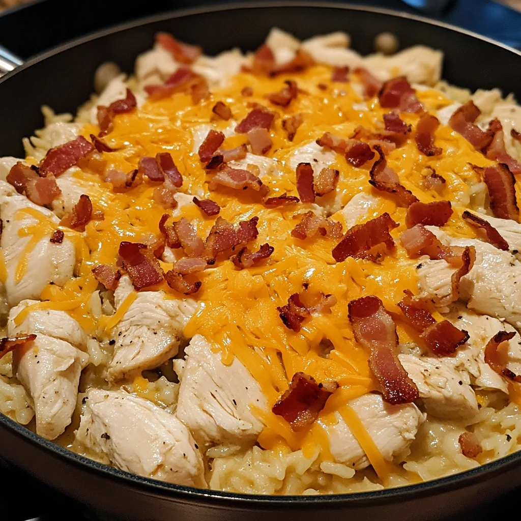 One-Pan Cheesy Bacon Ranch Chicken and Rice Skillet 30 Minutes Easy ...