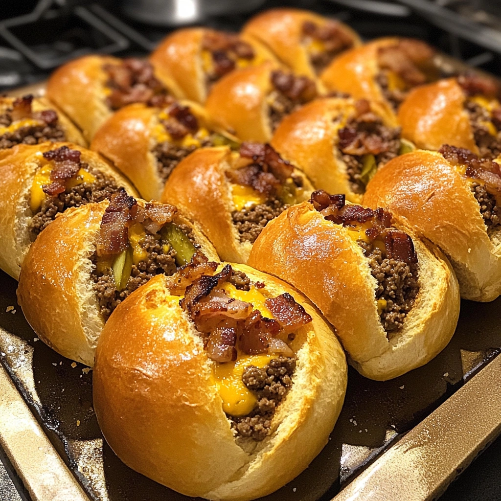 Bacon Cheeseburger Stuffed Garlic Bread Bombs 30 Minutes Awesome Delicious