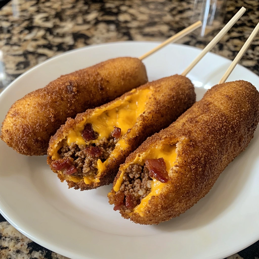 Deep-Fried Bacon Cheeseburger Corn Dogs 6 Ingredients Awesome Delicious